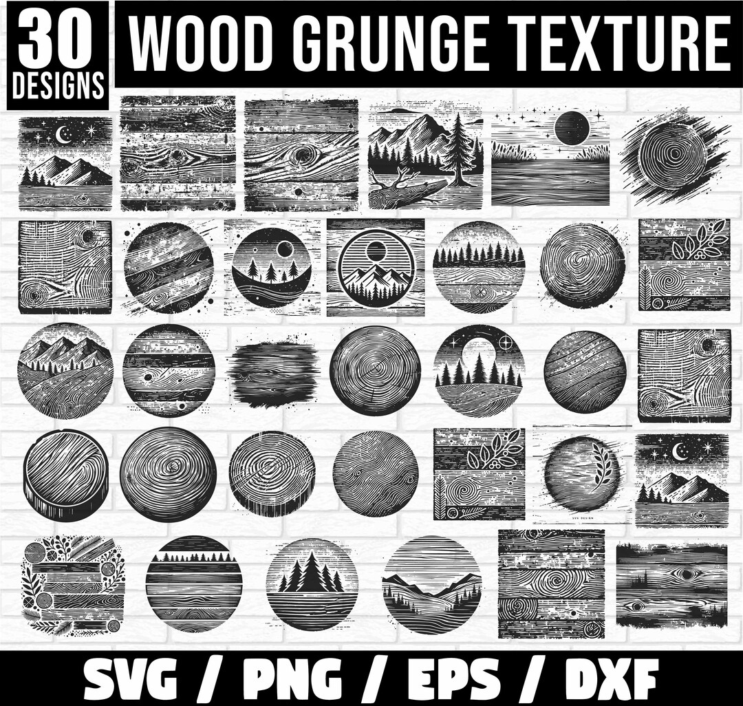 Wood Texture SVG Bundle, Vintage Grunge Textures, Distressed Texture ...