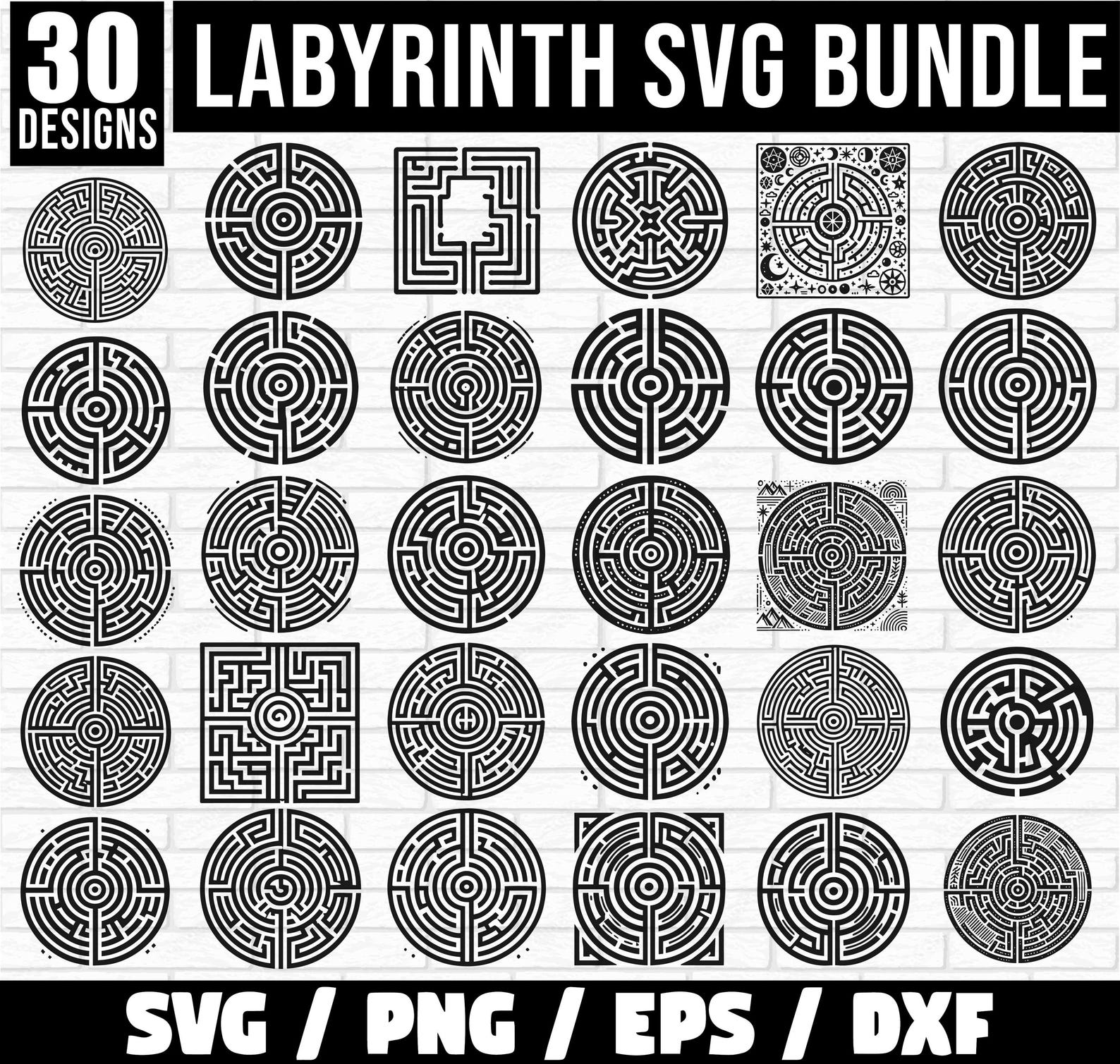 Labyrinth SVG Bundle, Maze Png Bundle, Labyrinth Clipart, Maze Labyrinth Vector, Labyrinth Cut ...