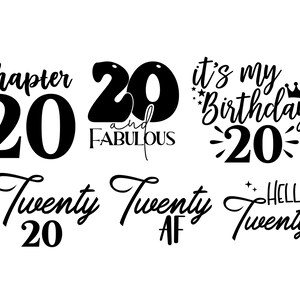 20th Birthday Svg Bundle, Happy Birthday Svg, Birthday Shirt Svg ...