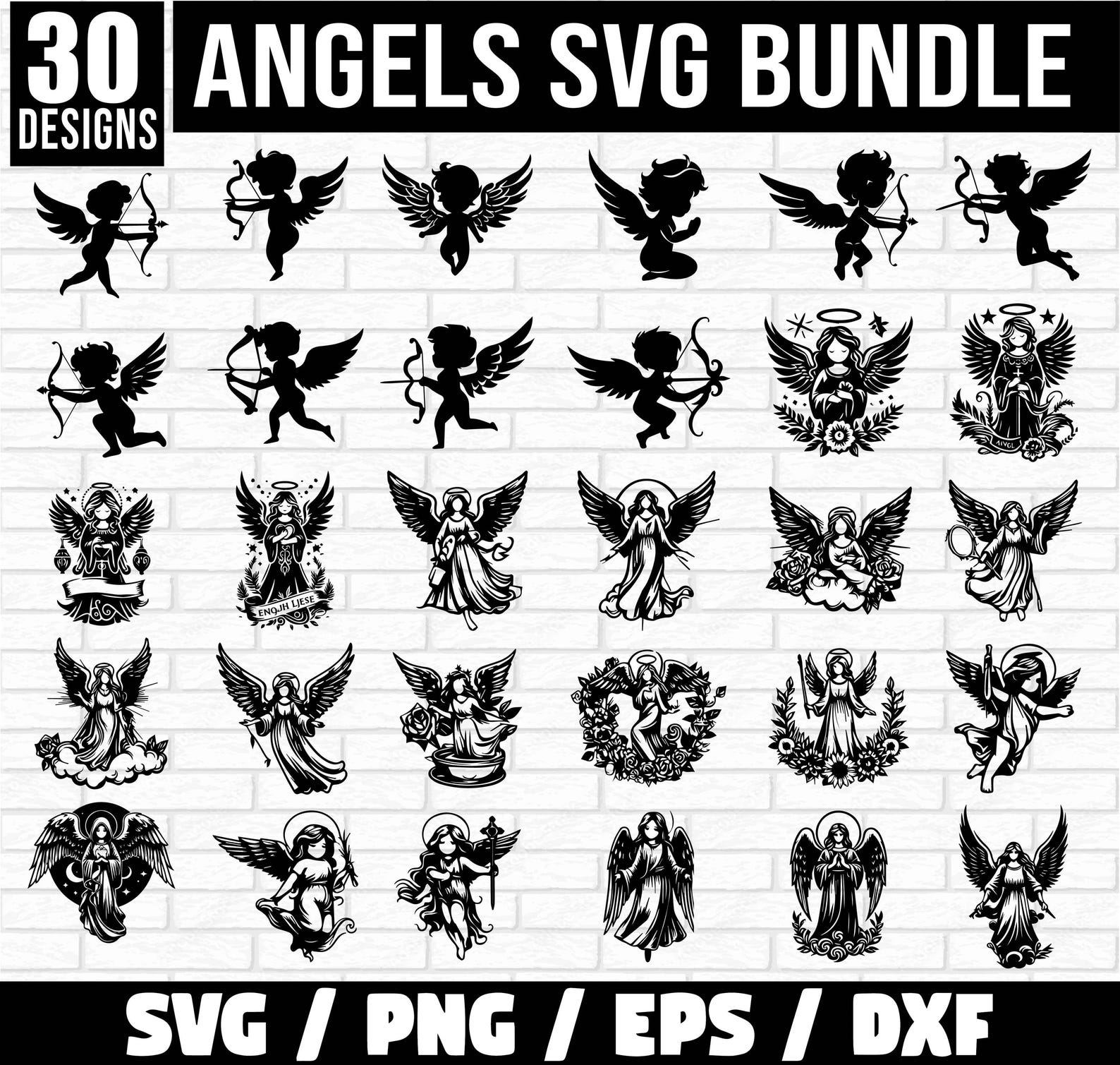 Angel Svg Bundle, Baby Angel Svg, Guardian Angel Svg, Angle Child Svg ...