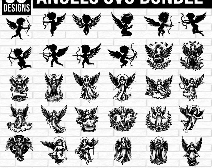 Engel-Svg-Bundle, Engel Clipart für Cricut, Engel Silhouette, Engel ...