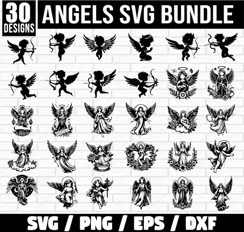 Angel Svg Bundle, Baby Angel Svg, Guardian Angel Svg, Angle Child Svg ...