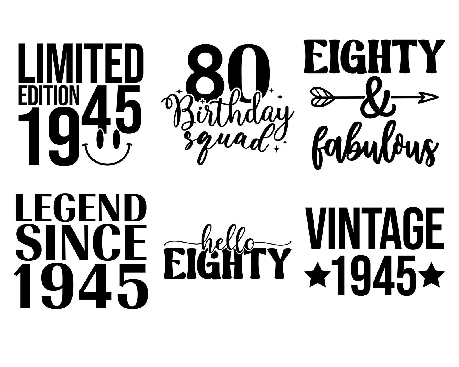 80th Birthday Svg Bundle, Hello Eighty Svg, 80 and Fabulous SVG ...