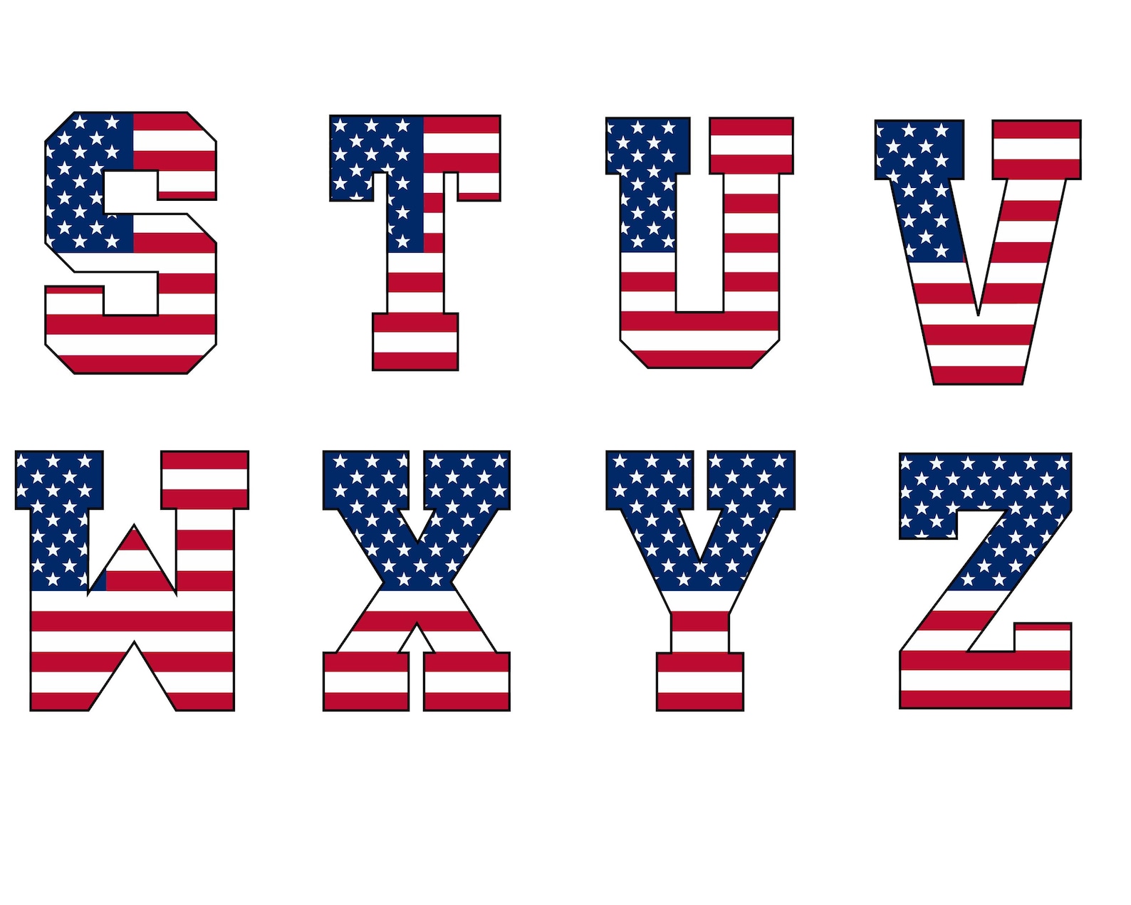 USA FLAG ALPHABET Svg, America Alphabet, American Font, American Flag ...