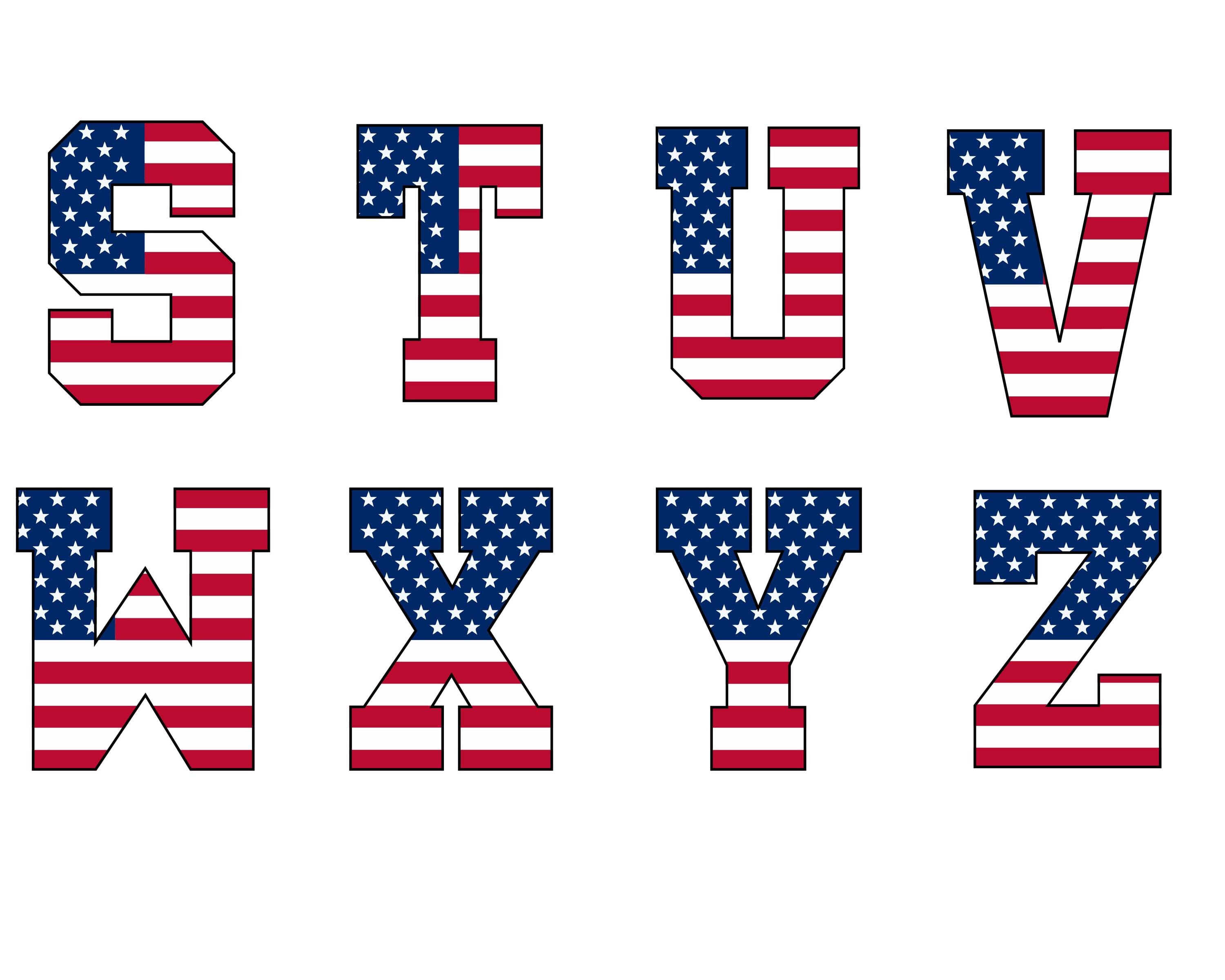 USA FLAG ALPHABET Svg, America Alphabet, American Font, American Flag ...