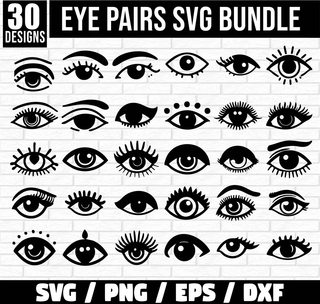 Pairs Sets of Eyes Bundle Svg, Eye SVG, EYELASHES Svg, Lashes Svg, Eyes ...