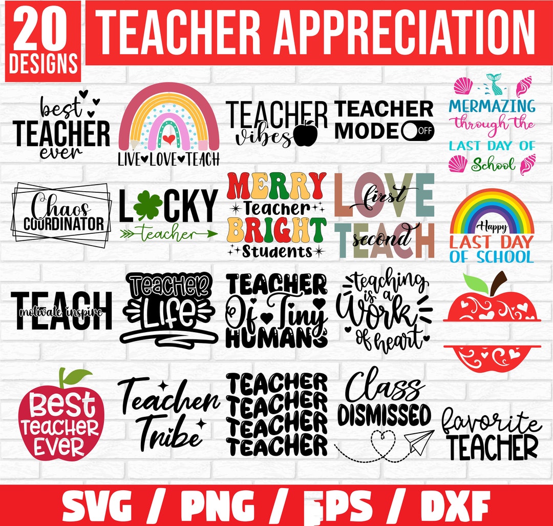 Teacher Svg Bundle, Teacher Appreciation Svg, Teacher Svg, Teacher ...