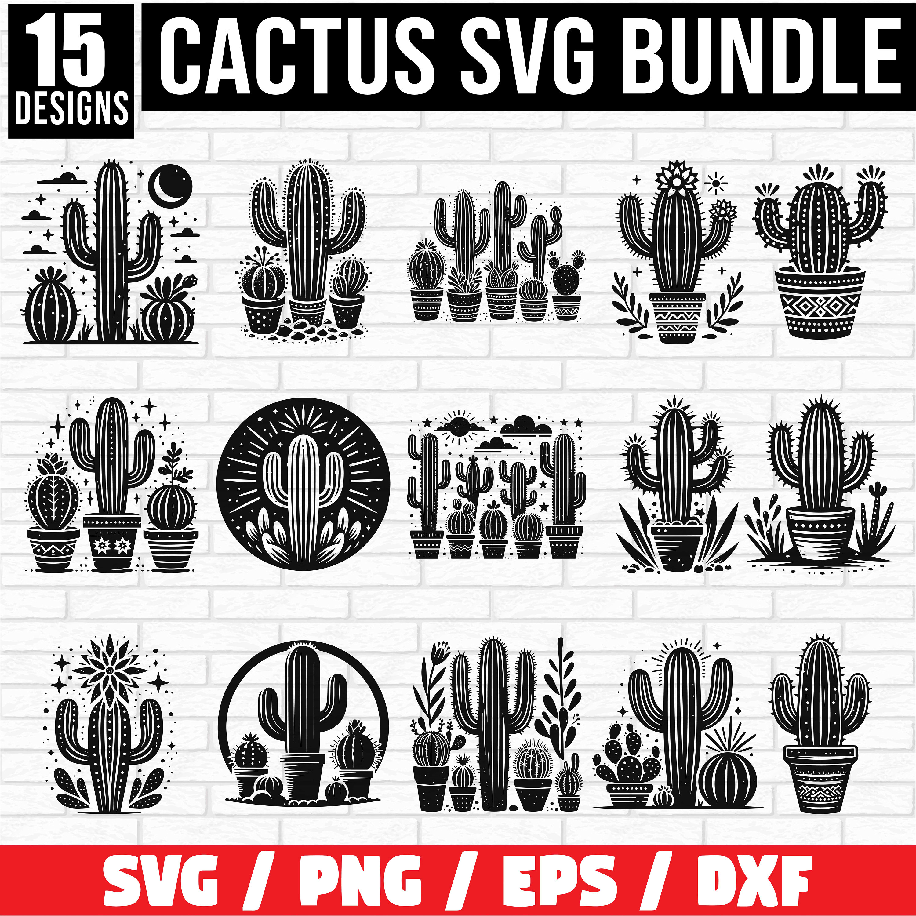 Cactus SVG Bundle, Cactus SVG, Cactus Silhouette, Desert Svg, Cactus ...