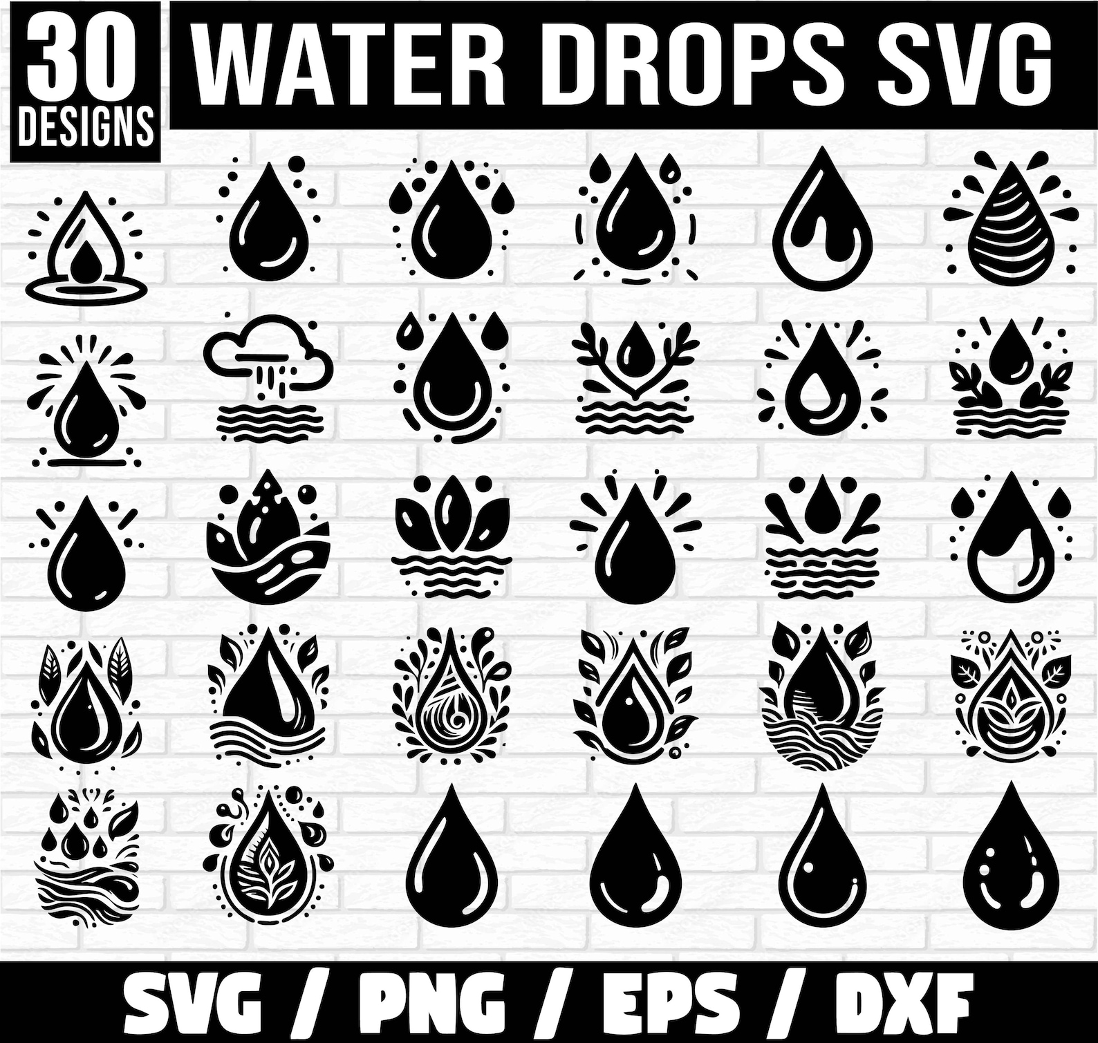 Water Drops Svg Png, Water Svg Bundle, Rain Drops Svg, Raining Svg ...