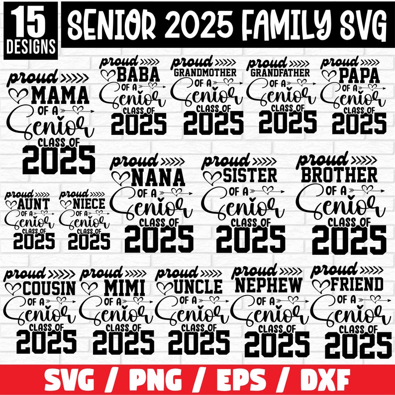 Senior 2025 SVG Bundle, Family Senior 2025 SVG, Proud Mom of Senior ...