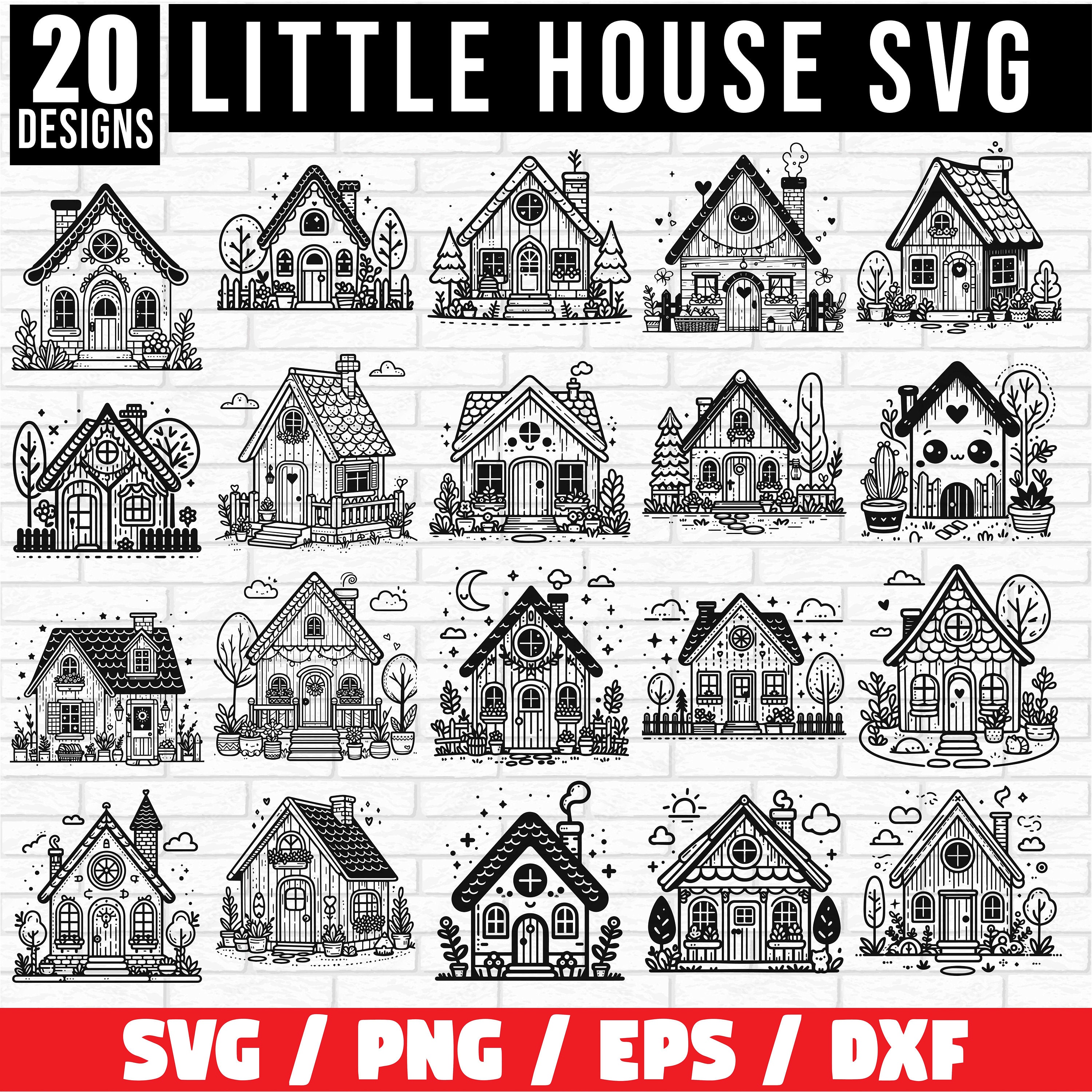 Little House Svg Bundle, Roof House Svg, House Outline Svg, Floral ...