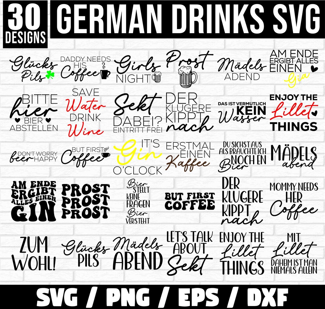 German Drinks Svg Bundle, German Wein Svg, Lillet, German Bier Sprüche ...