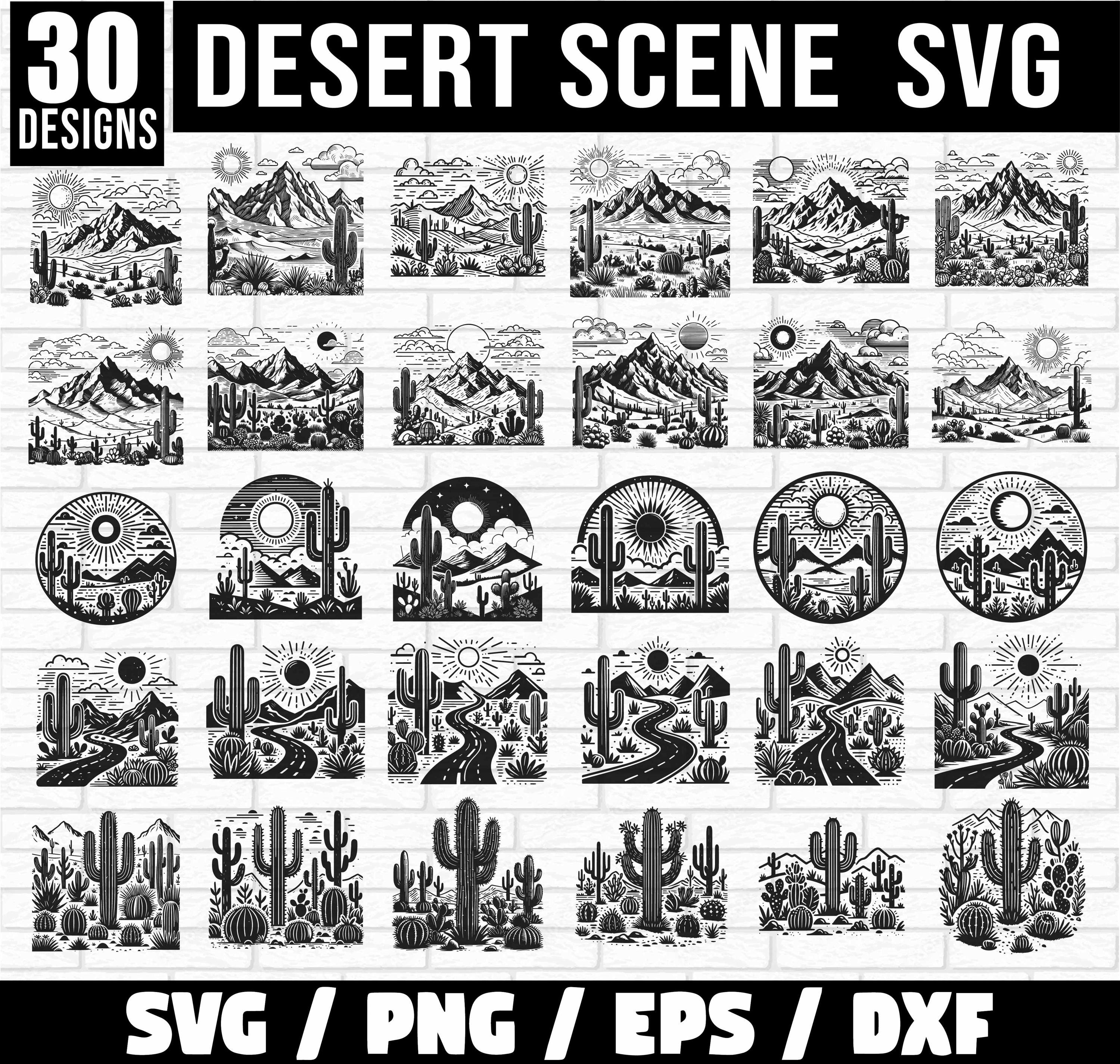 Desert Scene SVG Bundle, Desert Svg, Desert Landscape Clipart, Desert ...