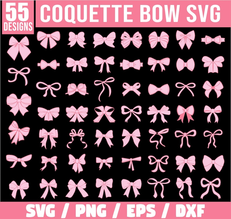 Coquette Ribbon Bow SVG Bundle, Boho Ribbon Svg, Bow Tie SVG, Bow ...