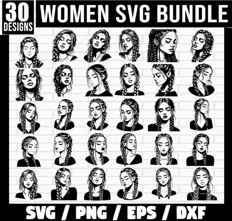 Retro Women SVG Bundle, Woman Silhouette Svg Bundle, Woman Svg, Female ...