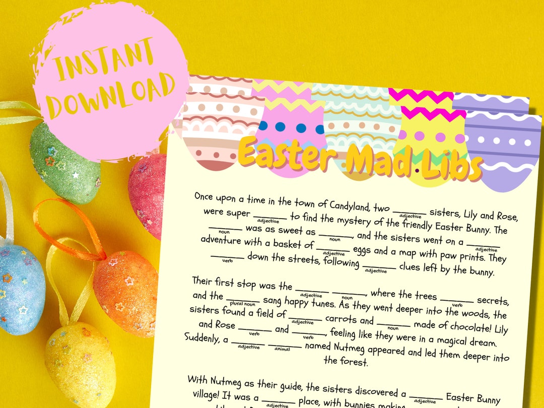 Easter Mad Libs Printable, Fun Activity for Students, Kids, Office ...