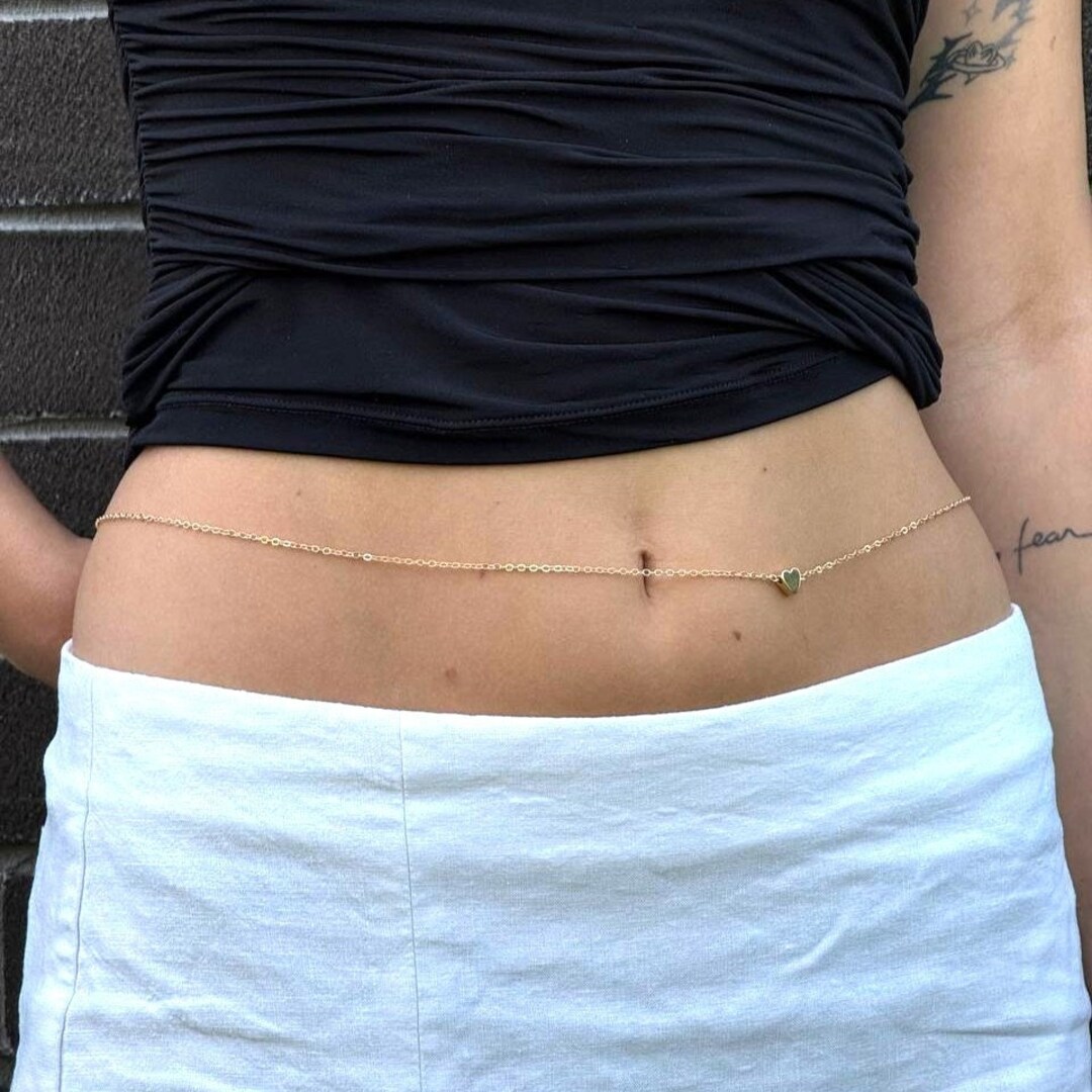 Minimalistic Heart Waist Chain in Gold Waist Chain Belly Chain Stomach ...