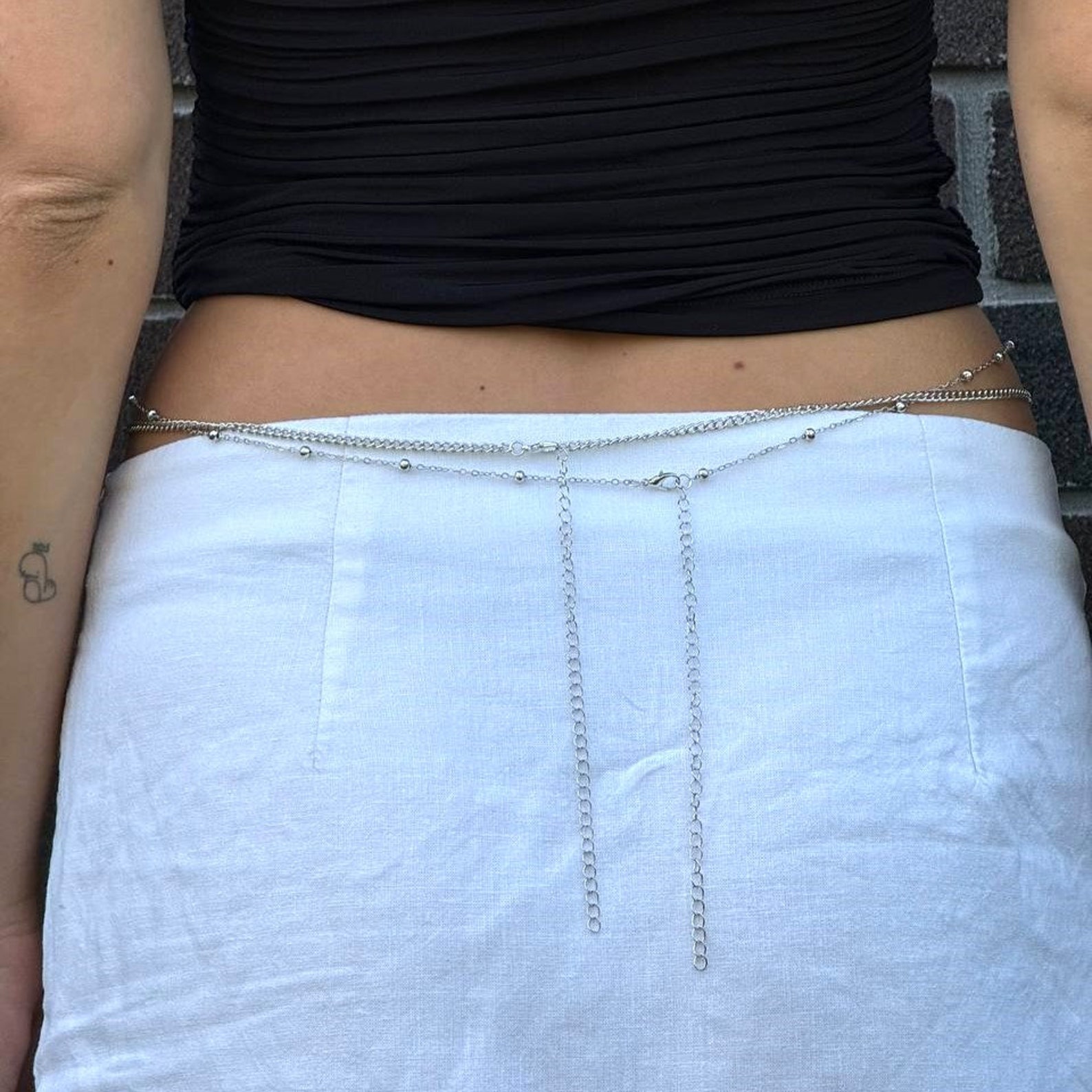 Two Layer Minimalistic Waist Chain in Silver Waist Chain Belly Chain ...