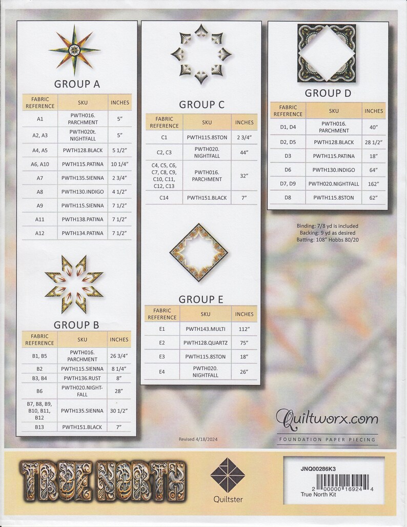 Quiltworx True North QUILT KIT judy Niemeyer Pattern and Fabric for ...