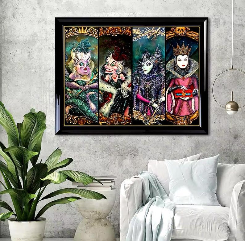 Disney Paint by Numbers Villains Cruella Evil Queen Ursula Scar ...