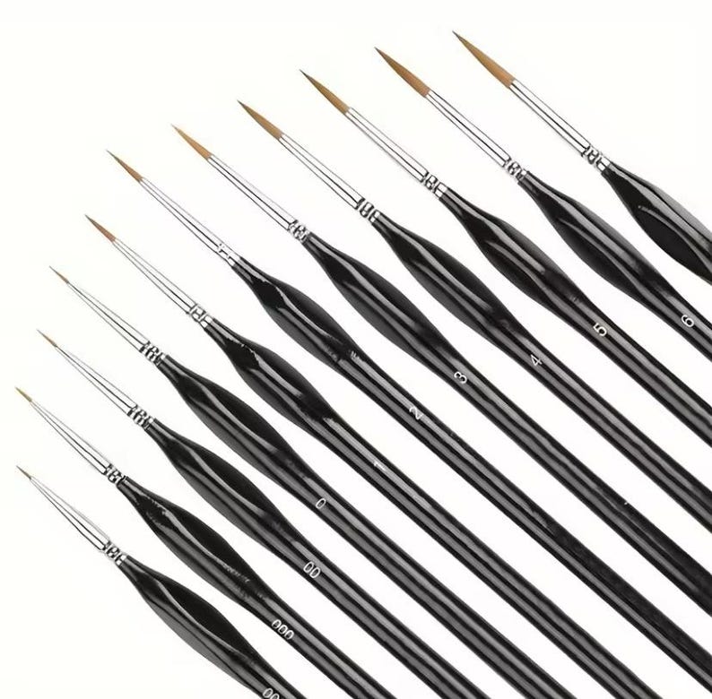 11pcs Fine Detail Paint Brush Set Sturdy and Precise Miniature Brushes ...