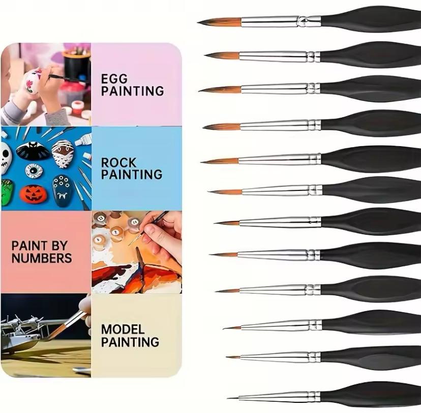 11pcs Fine Detail Paint Brush Set Sturdy and Precise Miniature Brushes ...