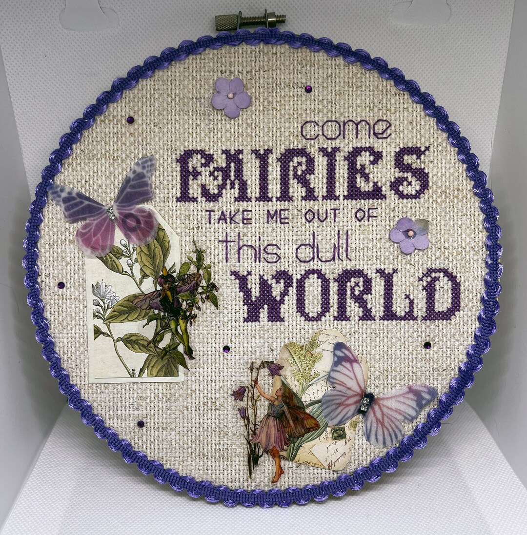 Embellished Cross Stitch the Land of Hearts Desire 10 Hoop W. B. Yeats ...