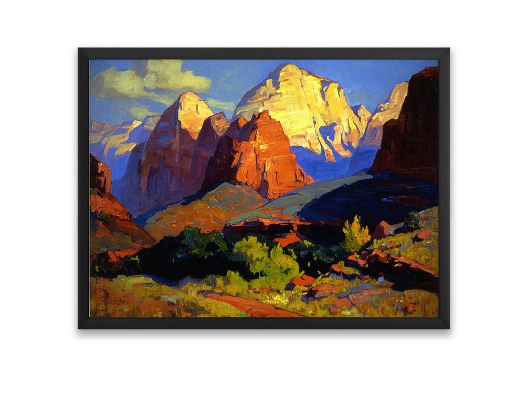 Antique Oil Painting, Zion National Park, Franz A. Bischoff, Canvas ...
