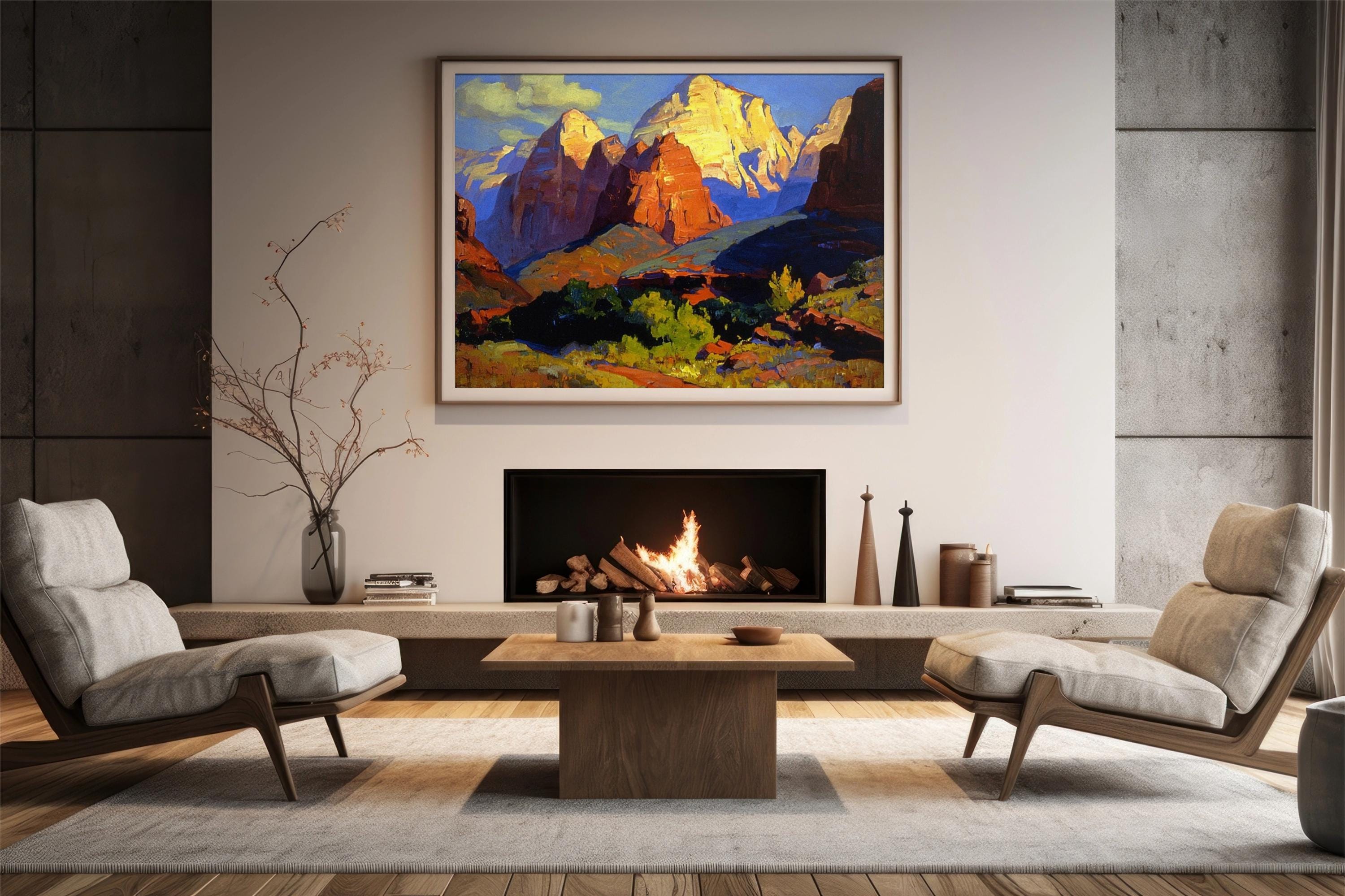 Antique Oil Painting, Zion National Park, Franz A. Bischoff, Canvas ...