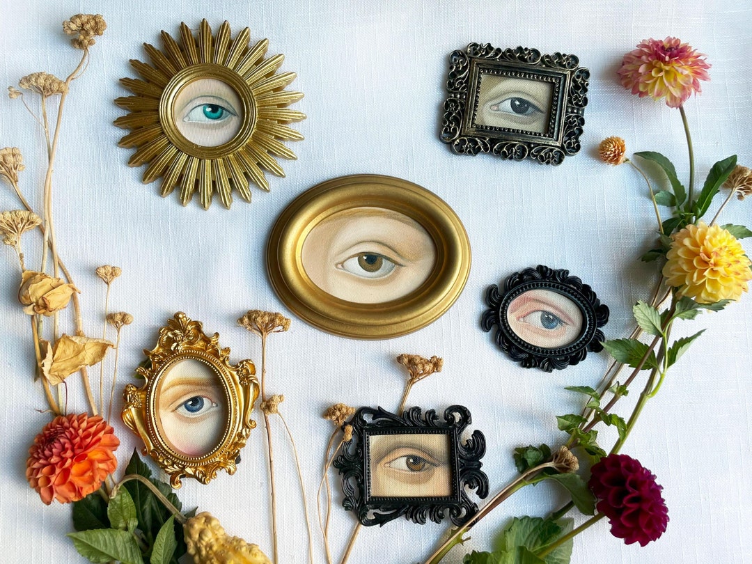 Small Oil Painting, Lovers Eye, Miniature Vintage Eye, Victorian Home ...