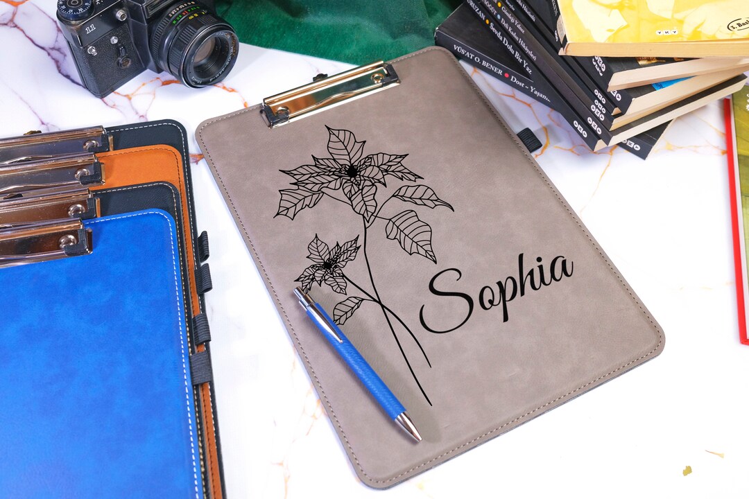 Birth Flower Clipboard, Custom Clipboard, Personalized Leather ...