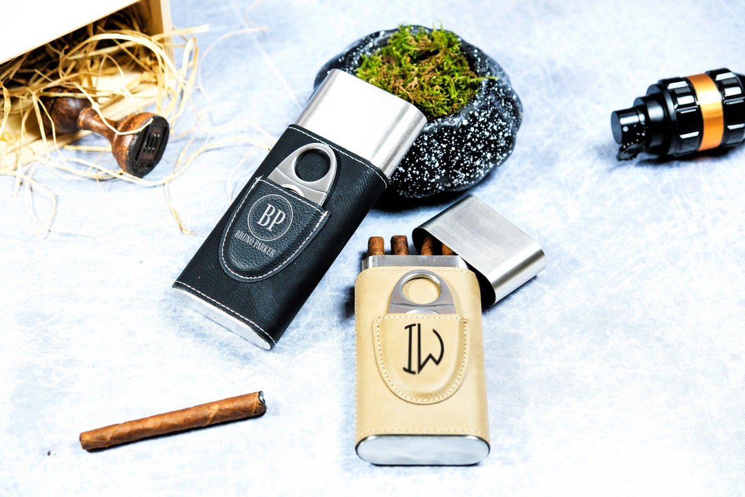 Custom Cigar Holder, Groomsmen Design Engraved Cigar Case, Leather ...