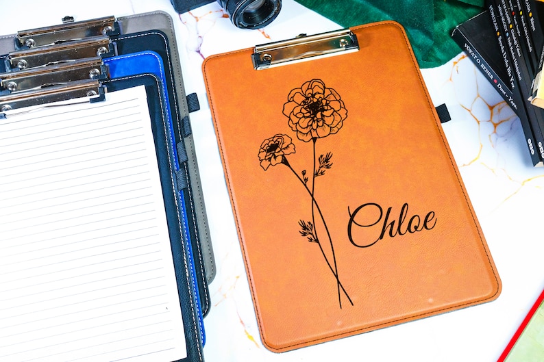 Birth Flower Clipboard, Custom Clipboard, Personalized Leather ...