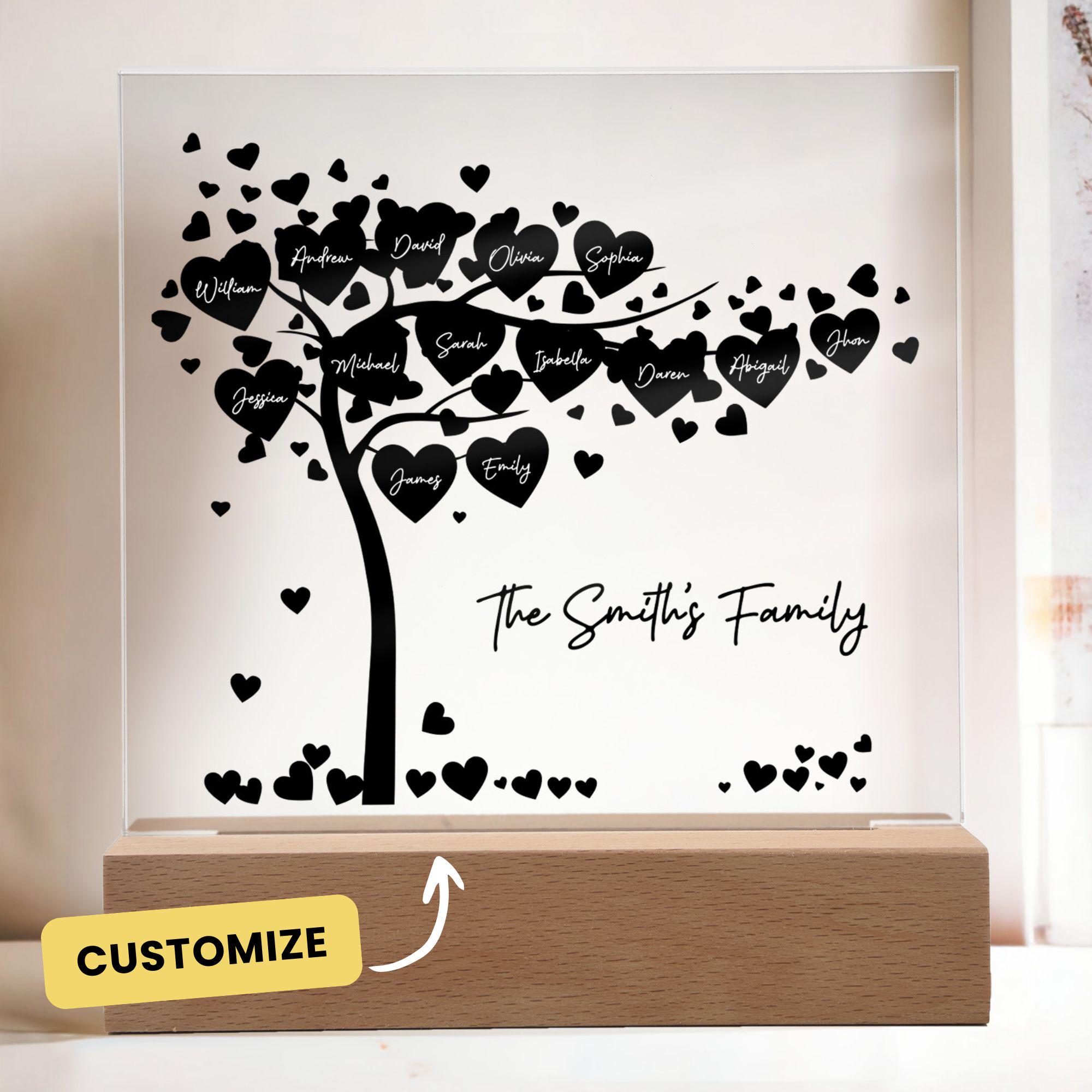 Family Tree Names Night Light, Mum Birthday Gift for Parents, Mother's ...