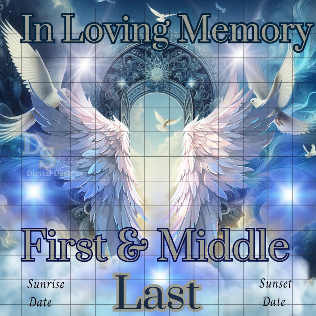 Blue in Loving Memory Editable Template - Etsy