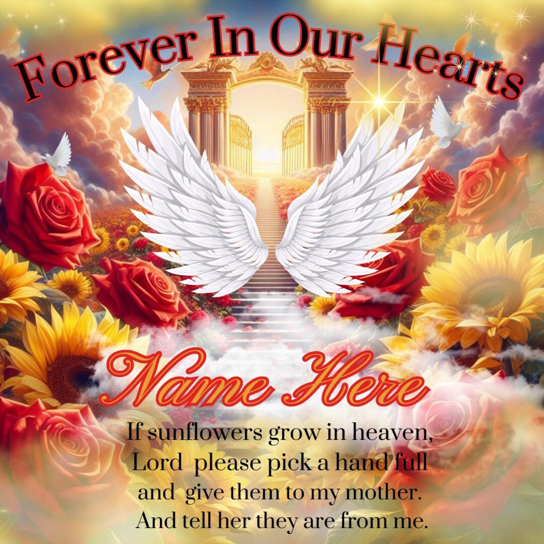 Yellow Sunflowers & Red Roses Editable Memorial Templates - Etsy