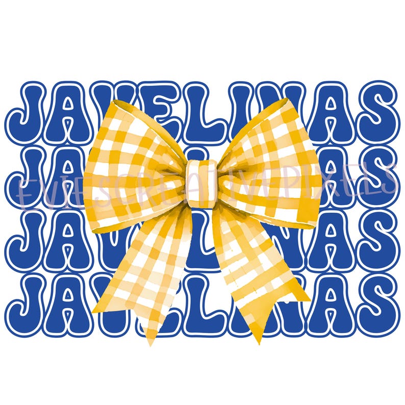 TAMUK Javelinas PNG: Yellow Plaid Bow, Cheer Spirit Design (digital ...
