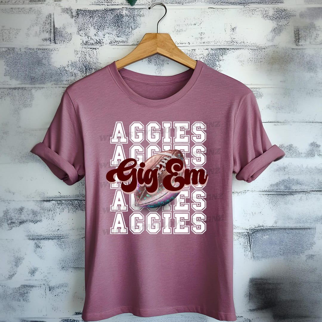 300 PPI Aggie Gig'em Football Spirit PNG for Tshirts, Totes, Cups, and ...