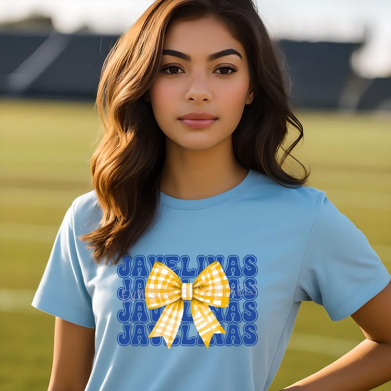 TAMUK Javelinas PNG: Yellow Plaid Bow, Cheer Spirit Design (digital ...