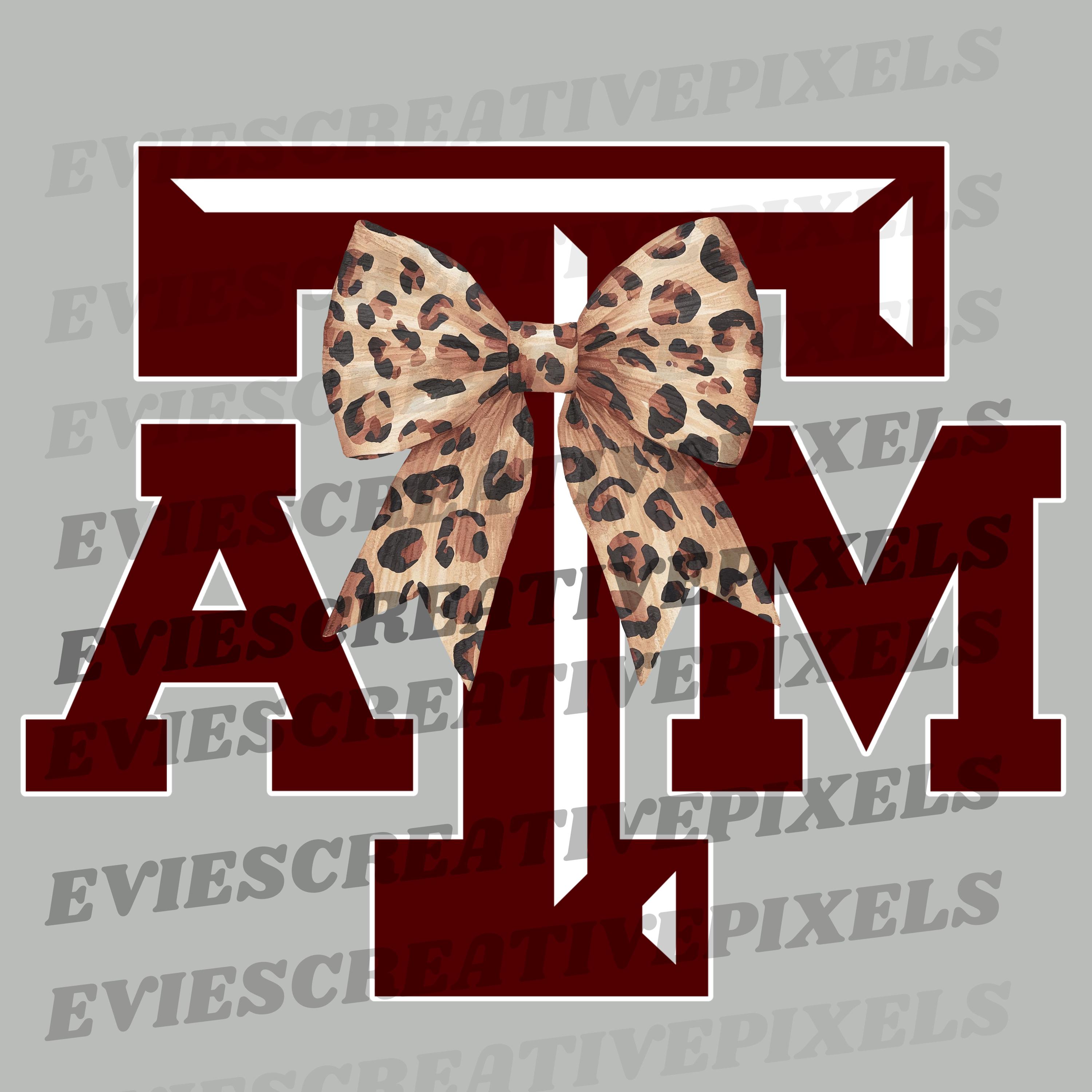 Texas A&M With Watercolor Leopard Print Bow Aggie Spirit PNG - Etsy
