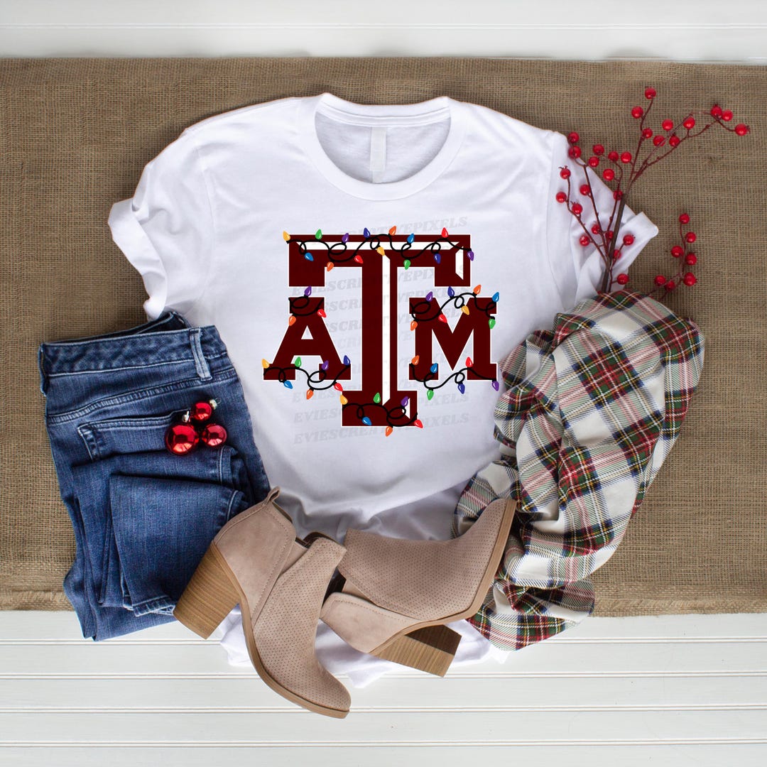 300 PPI Aggie Texas A&M Christmas Lights PNG for T-shirts, Totes, Cups ...