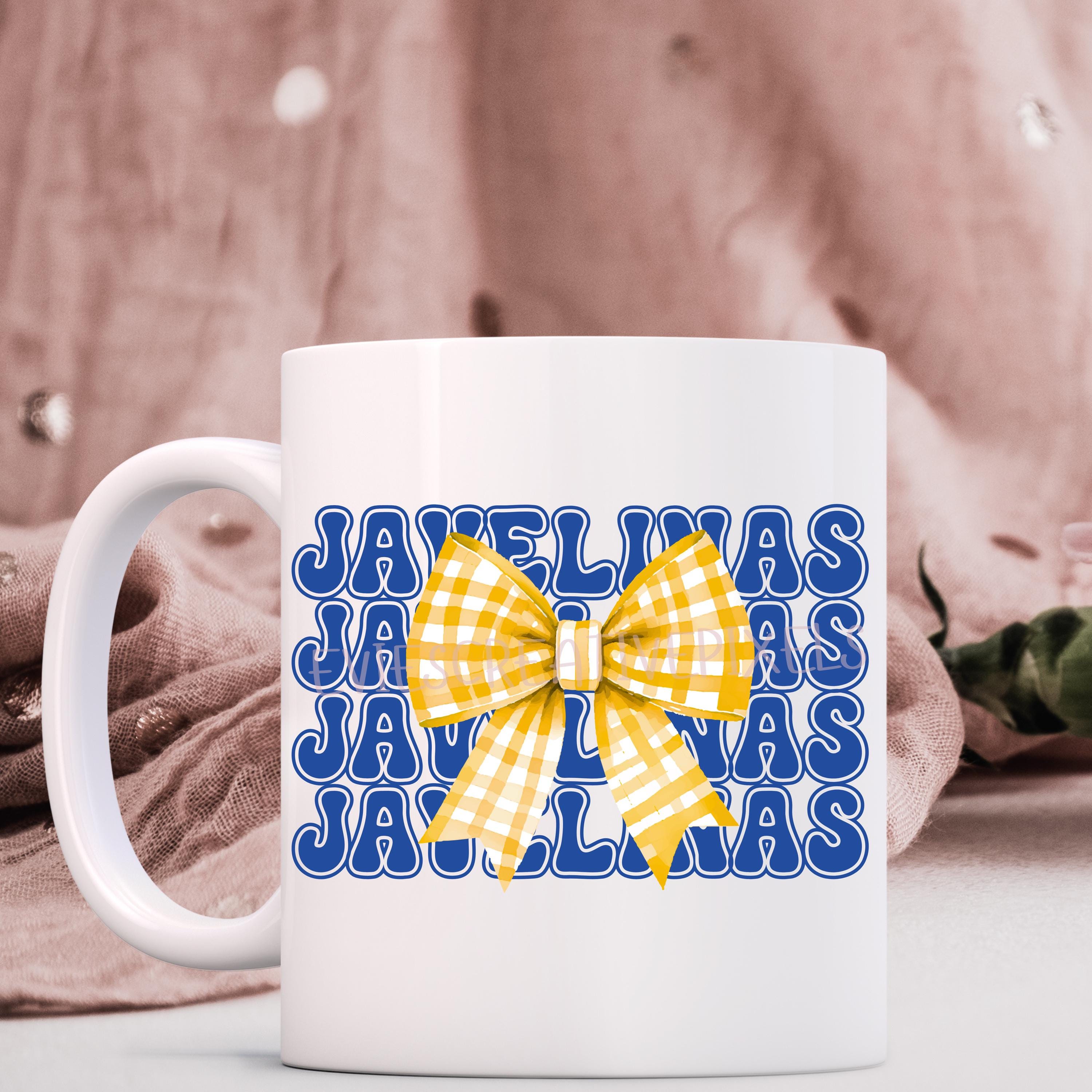 TAMUK Javelinas PNG: Yellow Plaid Bow, Cheer Spirit Design (digital ...