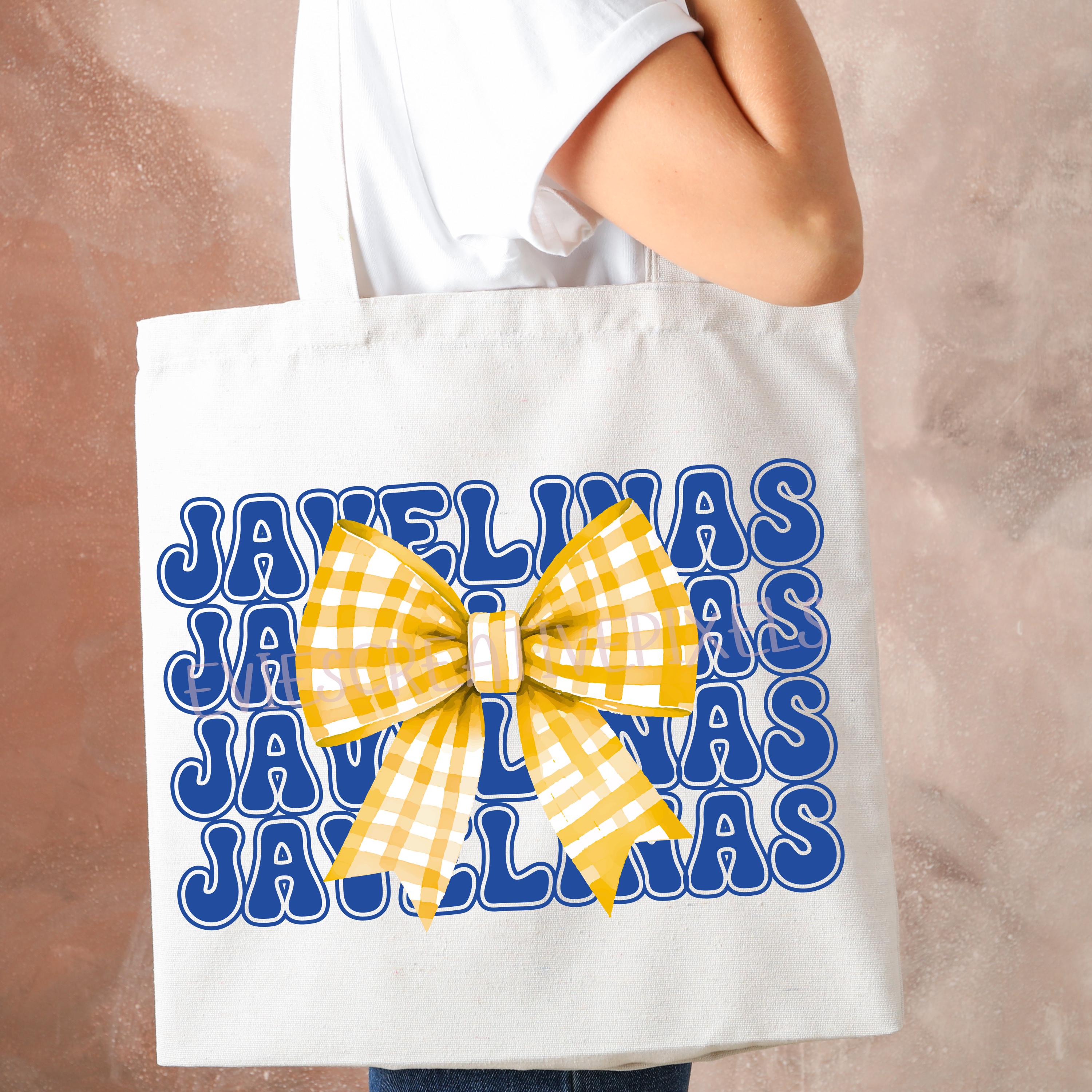 TAMUK Javelinas PNG: Yellow Plaid Bow, Cheer Spirit Design (digital ...