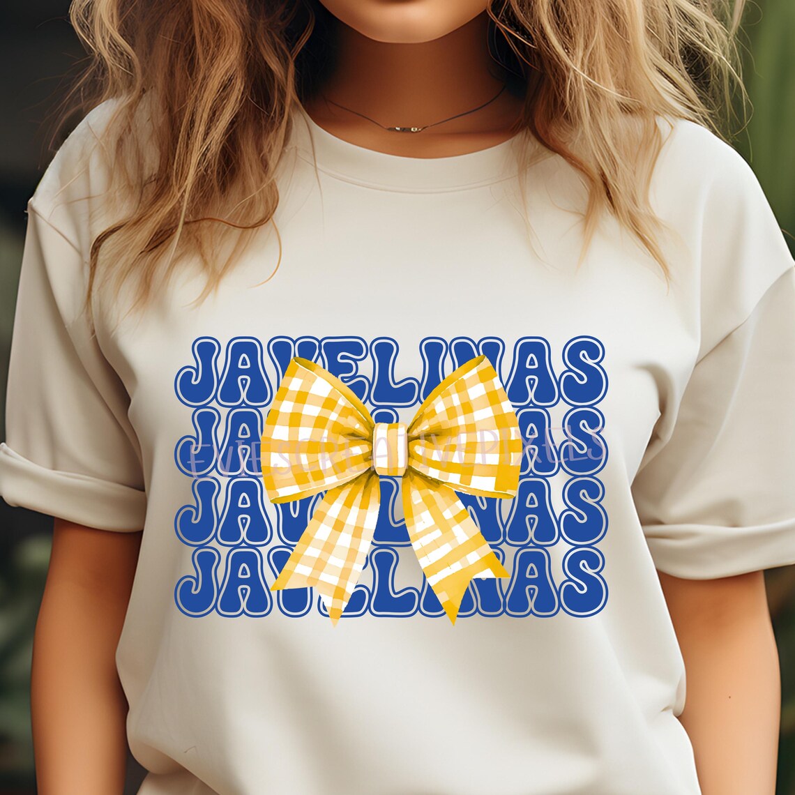 TAMUK Javelinas PNG: Yellow Plaid Bow, Cheer Spirit Design (digital ...