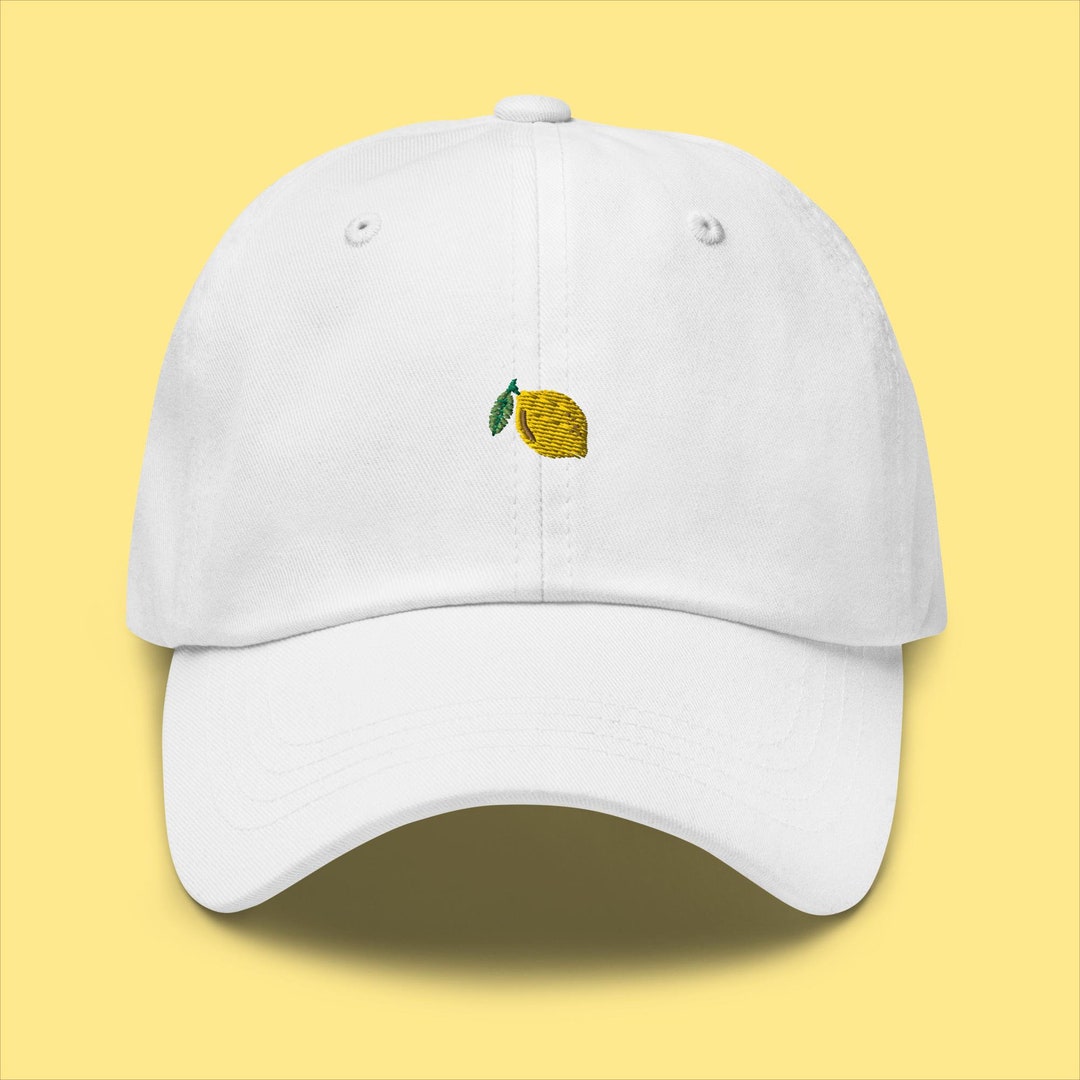 Embroidered Lemon Hat. Minimalistic Scandinavian Style. Adjustable Hat ...