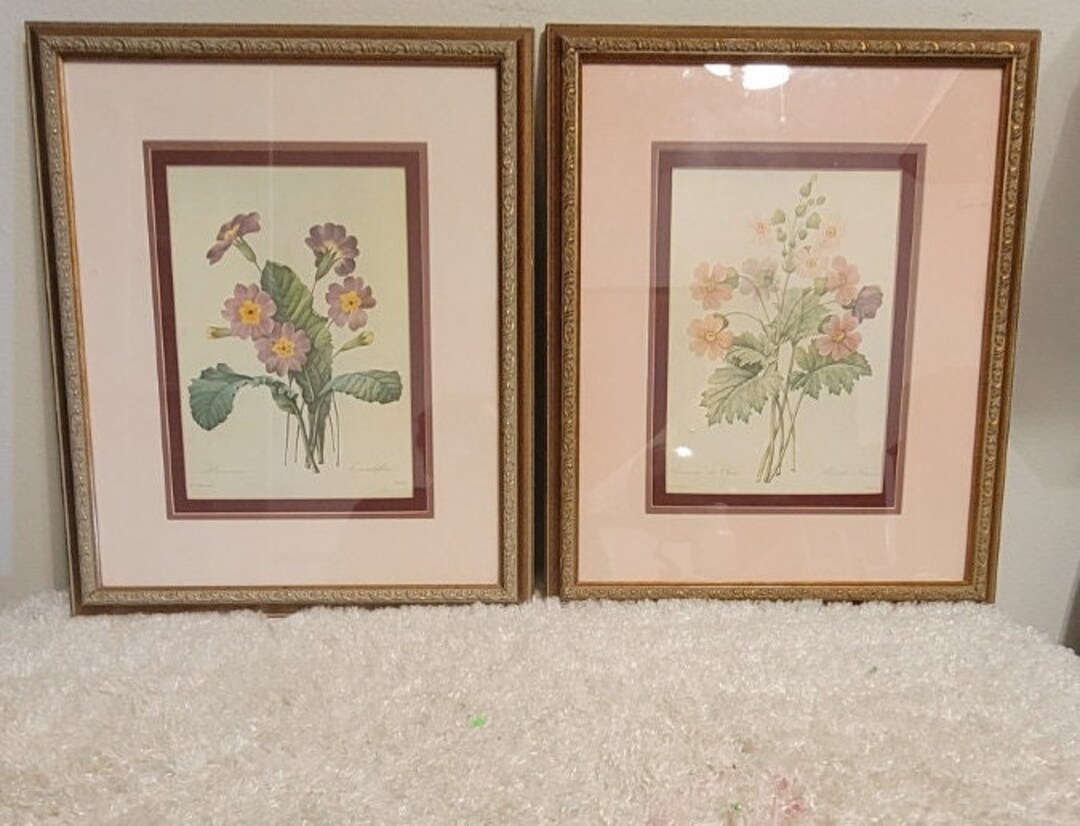 Pair of PJ Redoute French Floral Botanical Lithograph Prints With ...