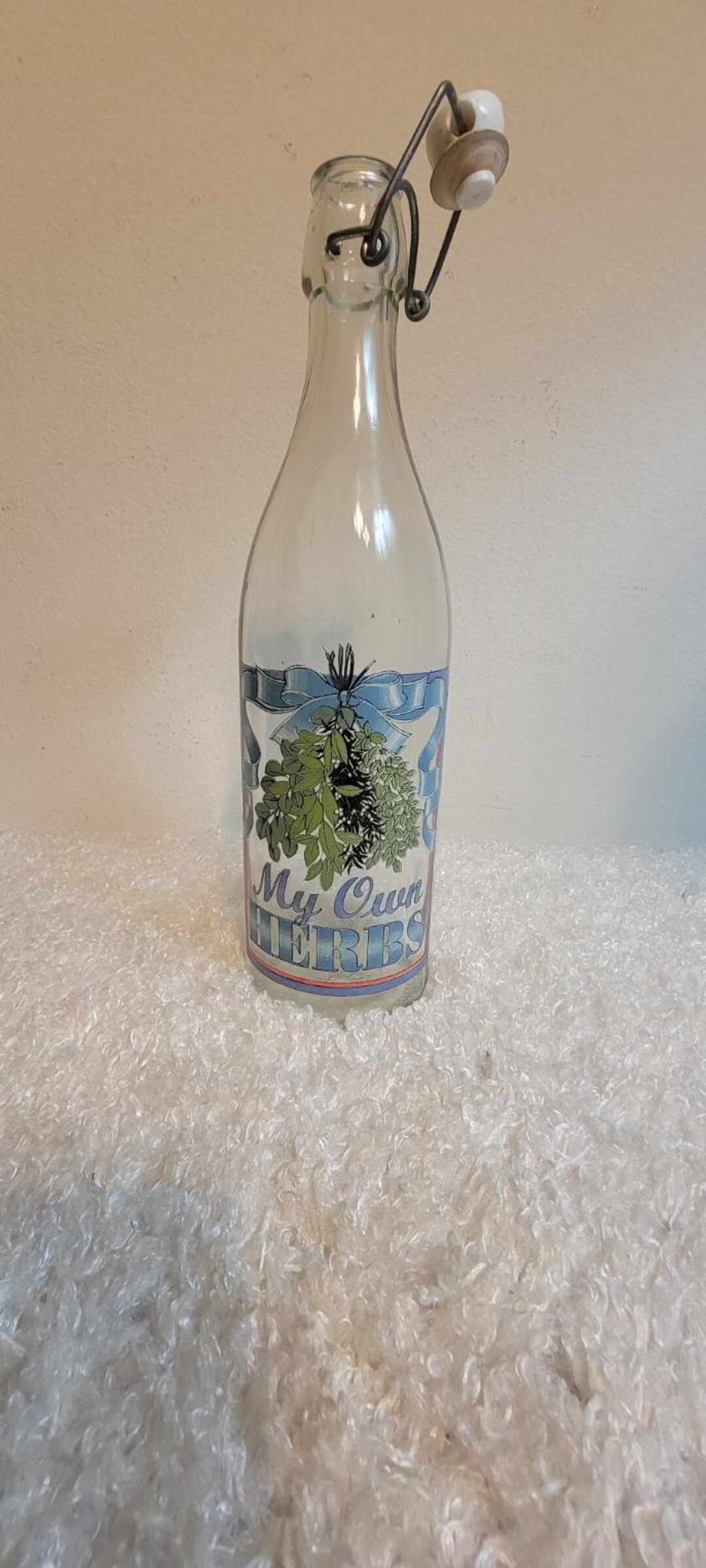 Vintage Cerve Italy *my Own Herbs* Glass Bottle W/ Hinged Lid L* 12 ...