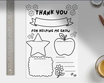 Thank You for Helping Me Grow Teacher or Caretaker Appreciation Coloring Sheet // Digital File ...