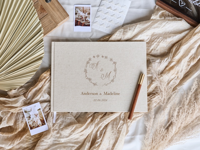 Custom Wedding Guest Book, Personalized Wedding Reception Guestbook, Engagement Photo Album and ...