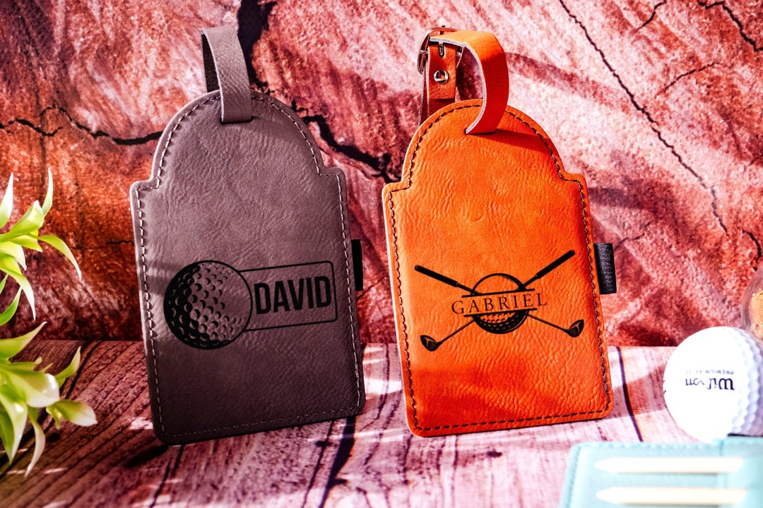 Golf Design Golf Bag Tag, Leather Golf Bag Tag, Personalized Golf Tee ...